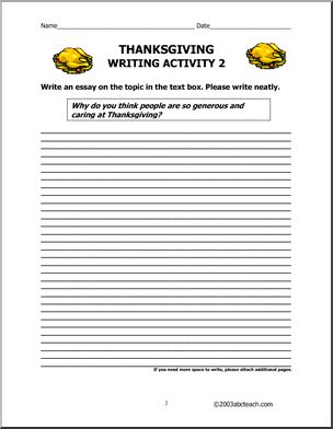 Thanksgiving (upper elementary) Writing Prompts I abcteach.com