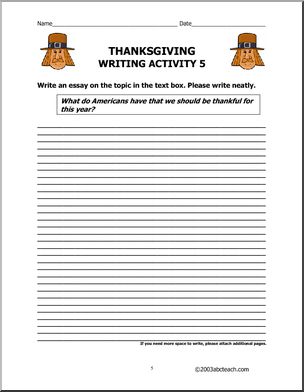 Thanksgiving (upper elementary) Writing Prompts I abcteach.com