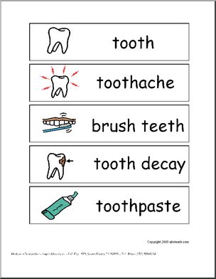 Word Wall: Dental/Teeth (pictures) | Abcteach