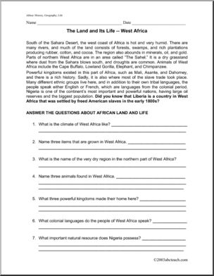 Comprehension: Africa - History, Geography, and Life (upper elementary ...