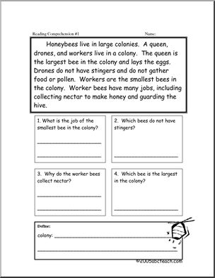 Comprehension: Honeybees (primary) – Abcteach