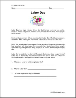 Unit: Labor Day (upper elementary) | Abcteach