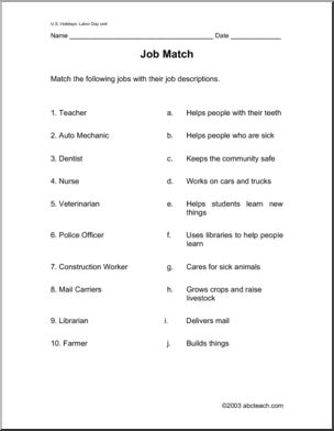 Unit: Labor Day (upper elementary) | Abcteach