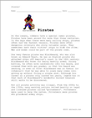 Pirates! (elementary/upper elementary) Unit I abcteach.com