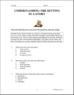 Comprehension: Story Setting (elem/upper) | Abcteach