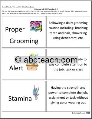 Universal Job Skills Flash Cards 1-15 (Special Needs) | Abcteach