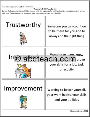 Universal Job Skills Flash Cards 1-15 (Special Needs) | Abcteach
