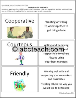 Universal Job Skills Flash Cards 1-15 (Special Needs) | Abcteach