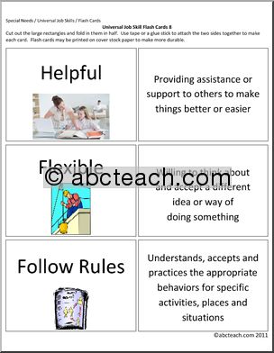 Universal Job Skills Flash Cards 1-15 (Special Needs) | Abcteach