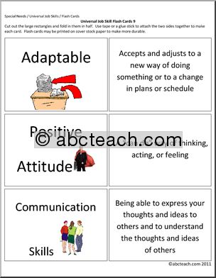 Universal Job Skills Flash Cards 1-15 (Special Needs) | Abcteach