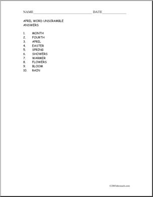 Unscramble the Words: April | Abcteach