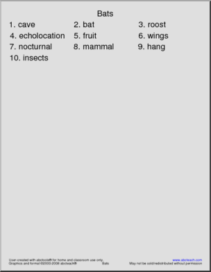 Unscramble the Words: Bats - Abcteach