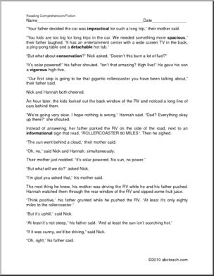 Fiction: The Big Roller Coaster (upper elem/middle) | Abcteach