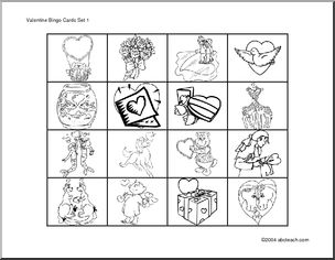 Game: Bingo Cards – Valentine (set 1) – Abcteach