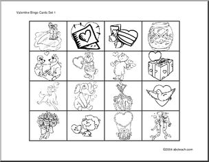 Game: Bingo Cards – Valentine (set 1) – Abcteach