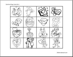 Game: Bingo Cards – Valentine (set 1) – Abcteach