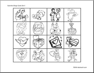 Valentine Bingo Cards (set 3) – Abcteach