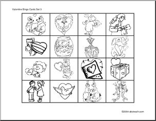 Valentine Bingo Cards (set 3) – Abcteach