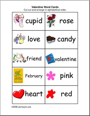 Learning Center: Valentine’s Day – ABC Order – Abcteach