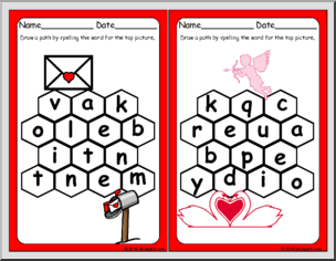 Valentine Spelling Game - Printable Valentine Worksheets - Spelling