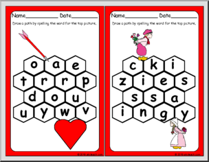 Valentine Spelling Game - Printable Valentine Worksheets - Spelling