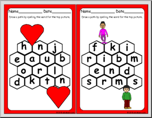 Valentine Spelling Game - Printable Valentine Worksheets - Spelling