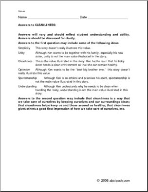 Values: Cleanliness (elem/ upper elem/middle) | Abcteach
