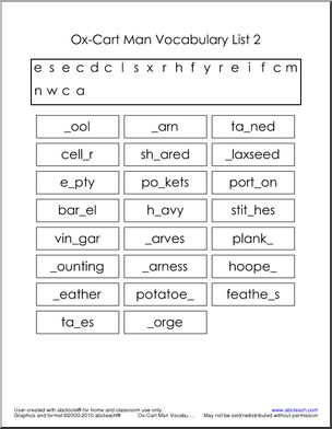 Book: Ox-Cart Man Vocabulary Set 2 (hard) (elementary) | Abcteach