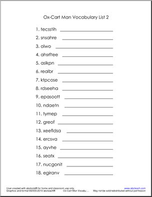 Book: Ox-Cart Man Vocabulary Set 2 (hard) (elementary) | Abcteach