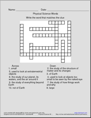 Vocabulary: Physical Science Activity Set (elem/upper elem) | Abcteach