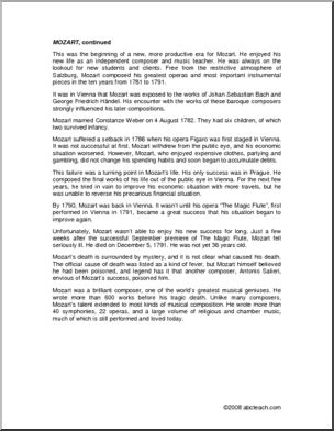 Biography: Wolfgang Amadeus Mozart (upper elem) | Abcteach