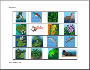 Bingo: Water Plants and Animals (color) | Abcteach