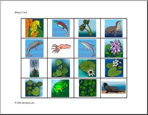 Bingo: Water Plants and Animals (color) | Abcteach