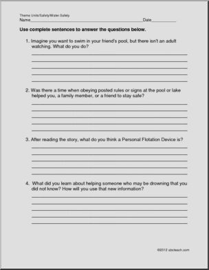 Comprehension: Water Safety (elem) | Abcteach