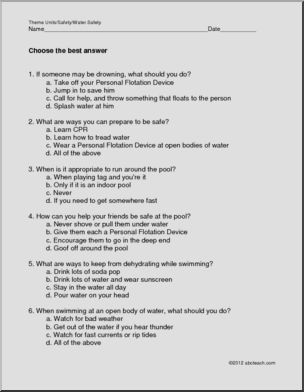 Comprehension: Water Safety (elem) | Abcteach