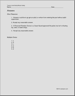 Comprehension: Water Safety (elem) | Abcteach