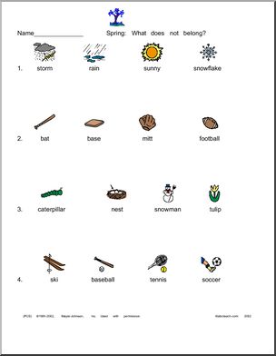 Worksheet: What does not belong? (spring theme) | Abcteach