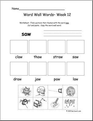 abcteach Early Reader Word Walls: Week 12 (primary) | Abcteach