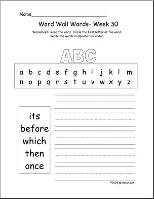 abcteach Early Reader Word Walls: Week 30 (primary) | Abcteach