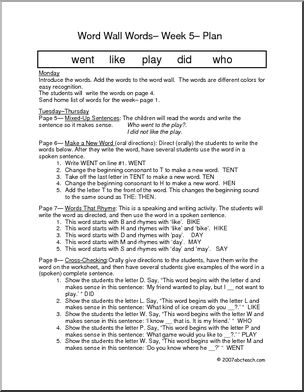 abcteach Early Reader Word Walls: Week 8 (primary) – Abcteach