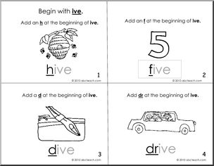 ive Words Book (b/w)(k-1) Words from Words I abcteach.com