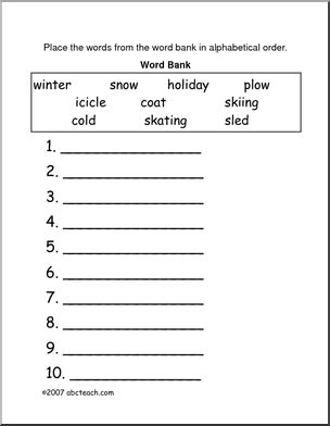 Winter - ABC Order Learning Center I abcteach.com