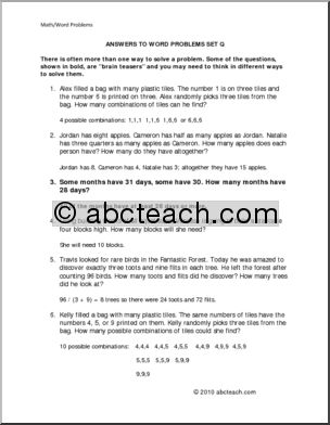 Set Q (elem/upper elem) Word Problems