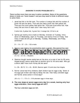 Set U (elem/upper elem) Word Problems