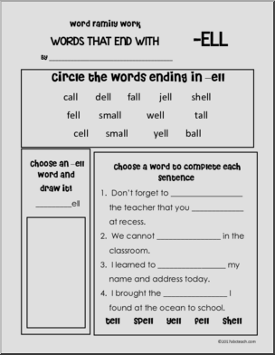 Word Endings – Vowels E and I Word Families – Abcteach