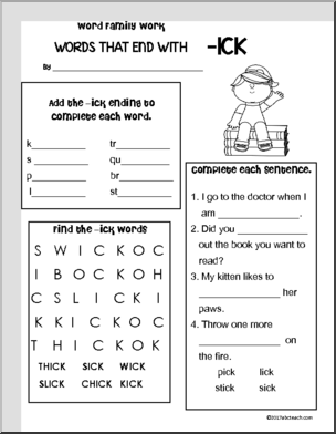 Word Endings – Vowels E and I Word Families – Abcteach