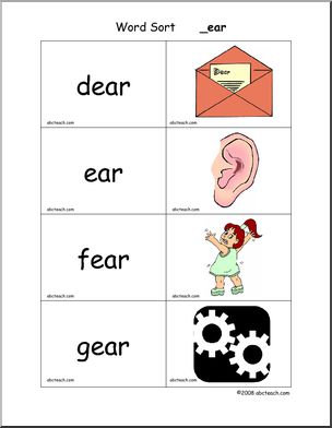 -ear words’ Word Sort Center – Abcteach