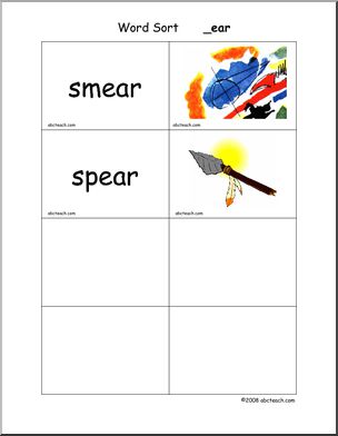 -ear words’ Word Sort Center – Abcteach