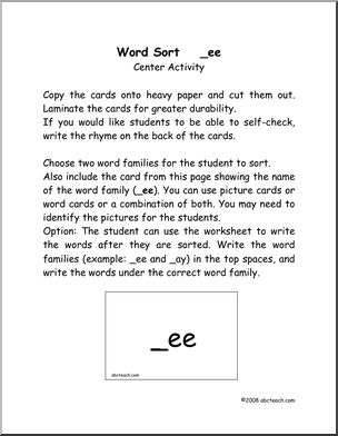 -ee Words' Word Sort Center I abcteach.com