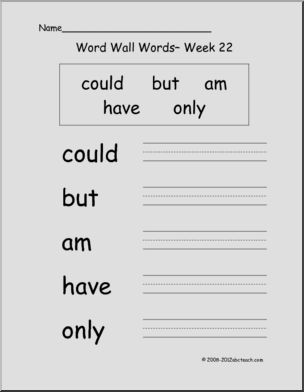 abcteach Early Reader Word Walls: Week 22 (primary) | Abcteach